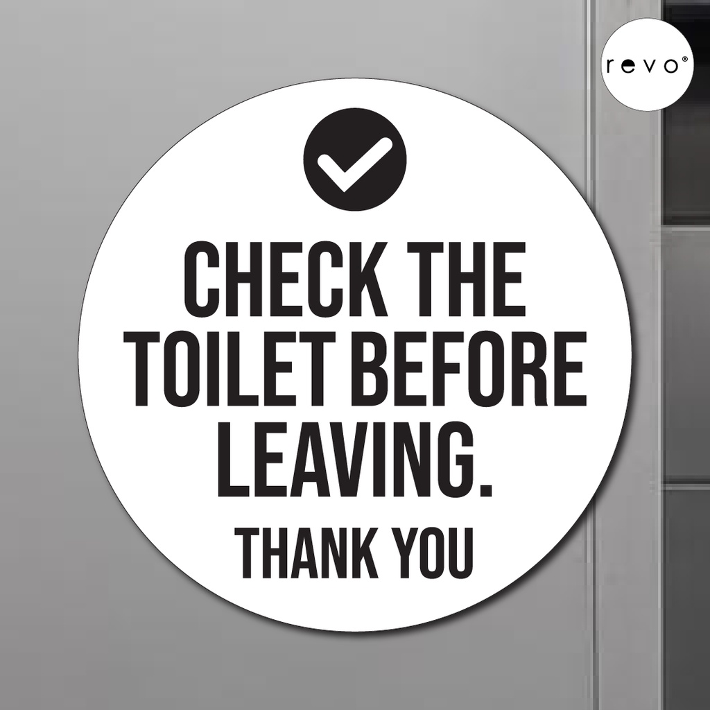 CHECK THE TOILET BEFORE LEAVING TOILET SIGN | INSTRUCTION, NOTICE ...