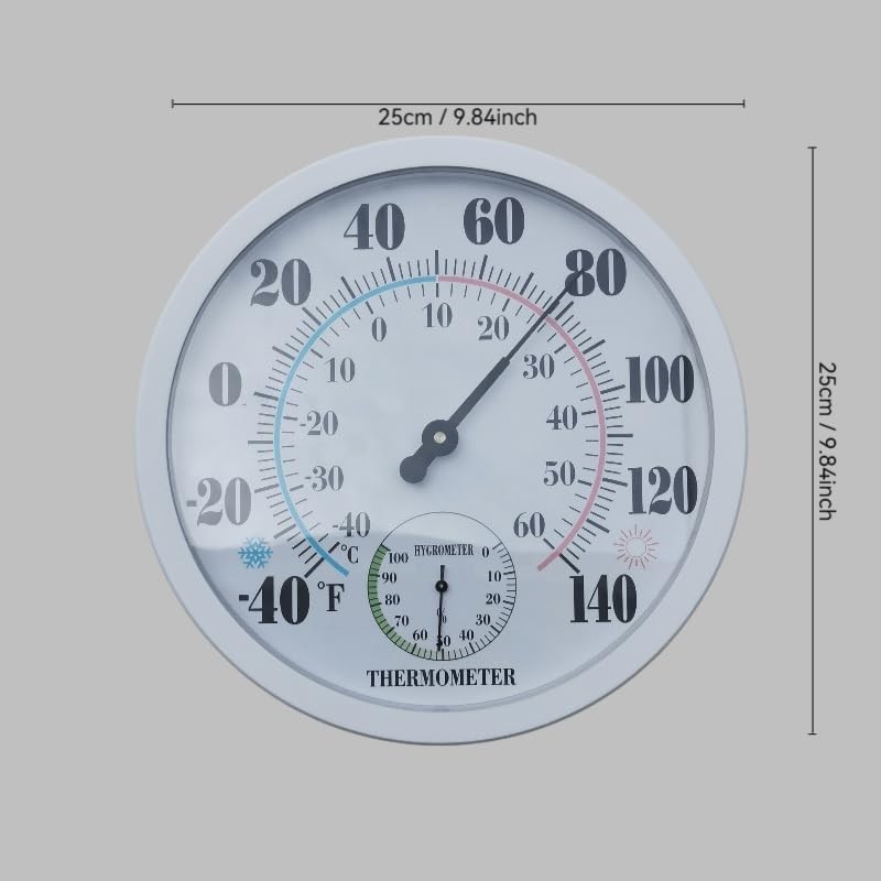 Indoor/Outdoor Thermometer with Hygrometer Circular Analog Dial -40°F ...