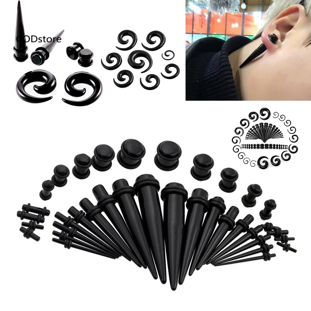 54Pcs 1.6-10mm Acrylic Ear Stretching Piercing Taper Expandable Plugs ...
