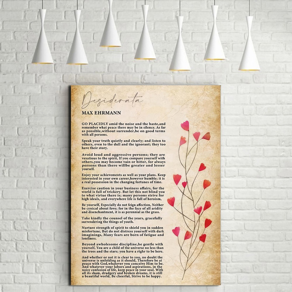 Max Ehrmann Poem Desiderata Poster And Print Watercolor Flowers ...