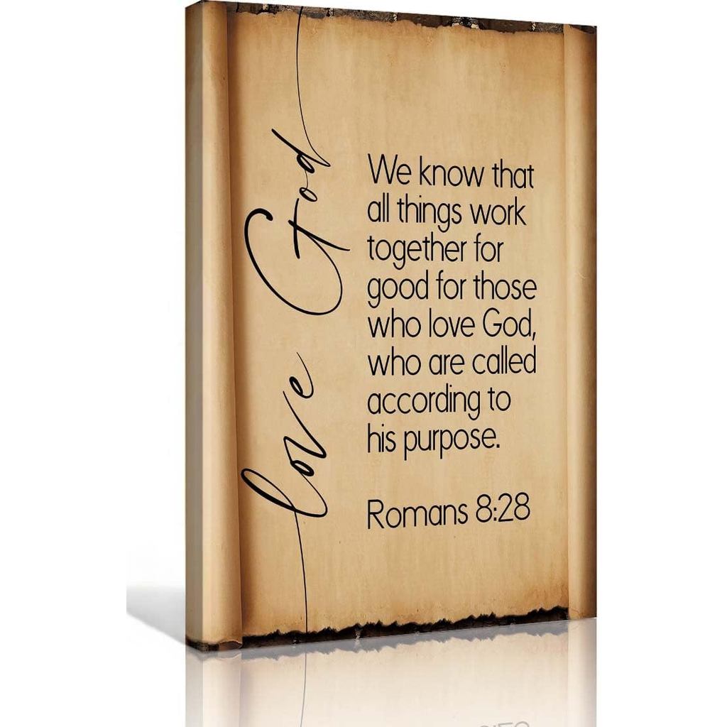 WEI Art Romans 8 28 Bible Verse Wall Art Vintage Scripture Posters Art ...