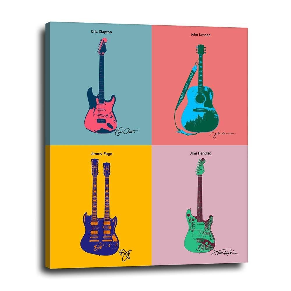 Rock Poster Pop Art Guitars Canvas Wall Art Modern Rock Star Artwork ...