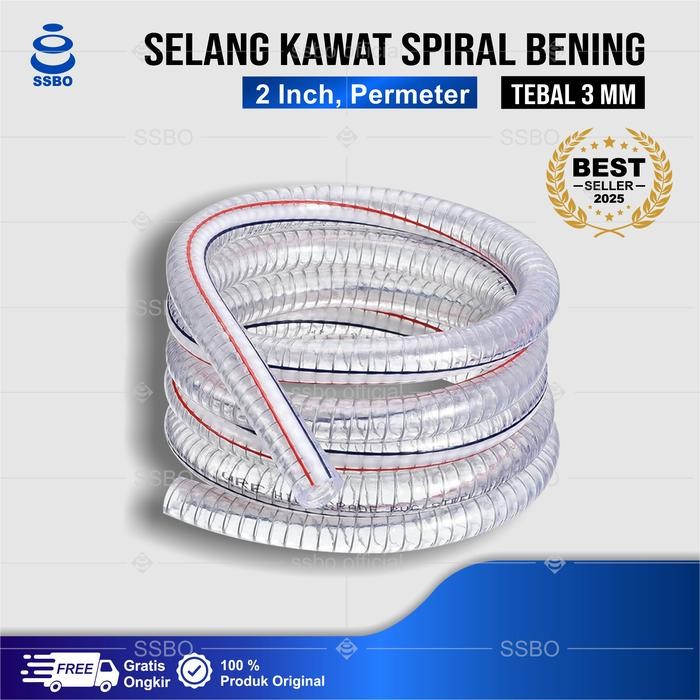 ORIGINAL Spring Hose 2 inch Per Meter PVC Steel Wire Clear Hose Spiral ...
