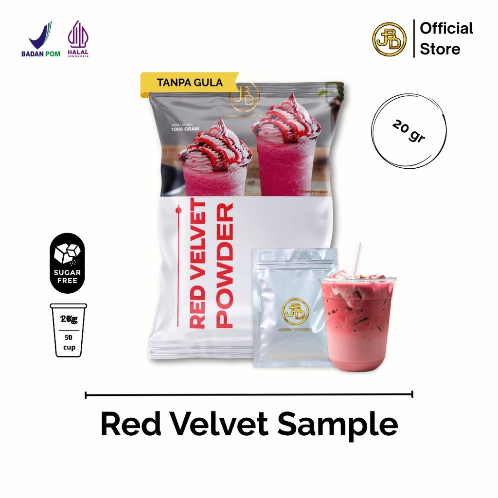 RED VELVET Premium Drink Powder - 20 GRAM SAMPLE Packaging - Bubble ...