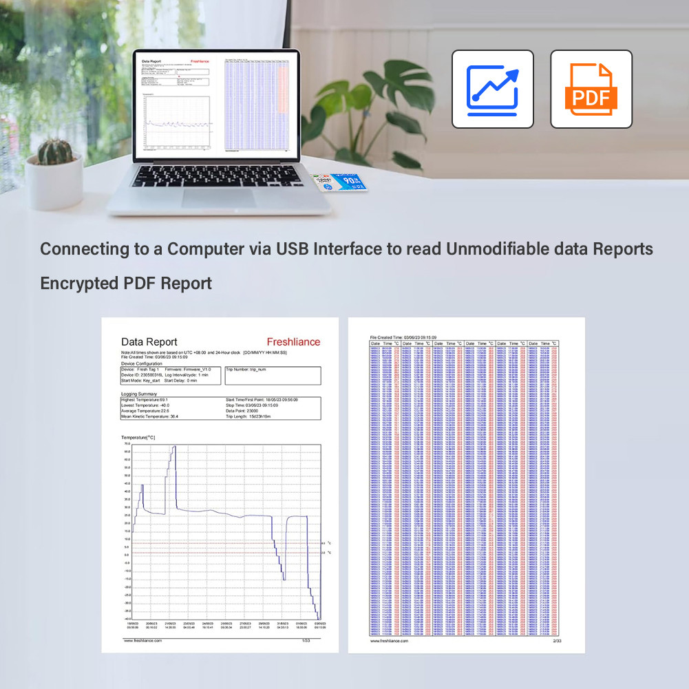 [YB-SEW] USB Temperature Recorder PDF Report Disposable Data Logger 90 ...