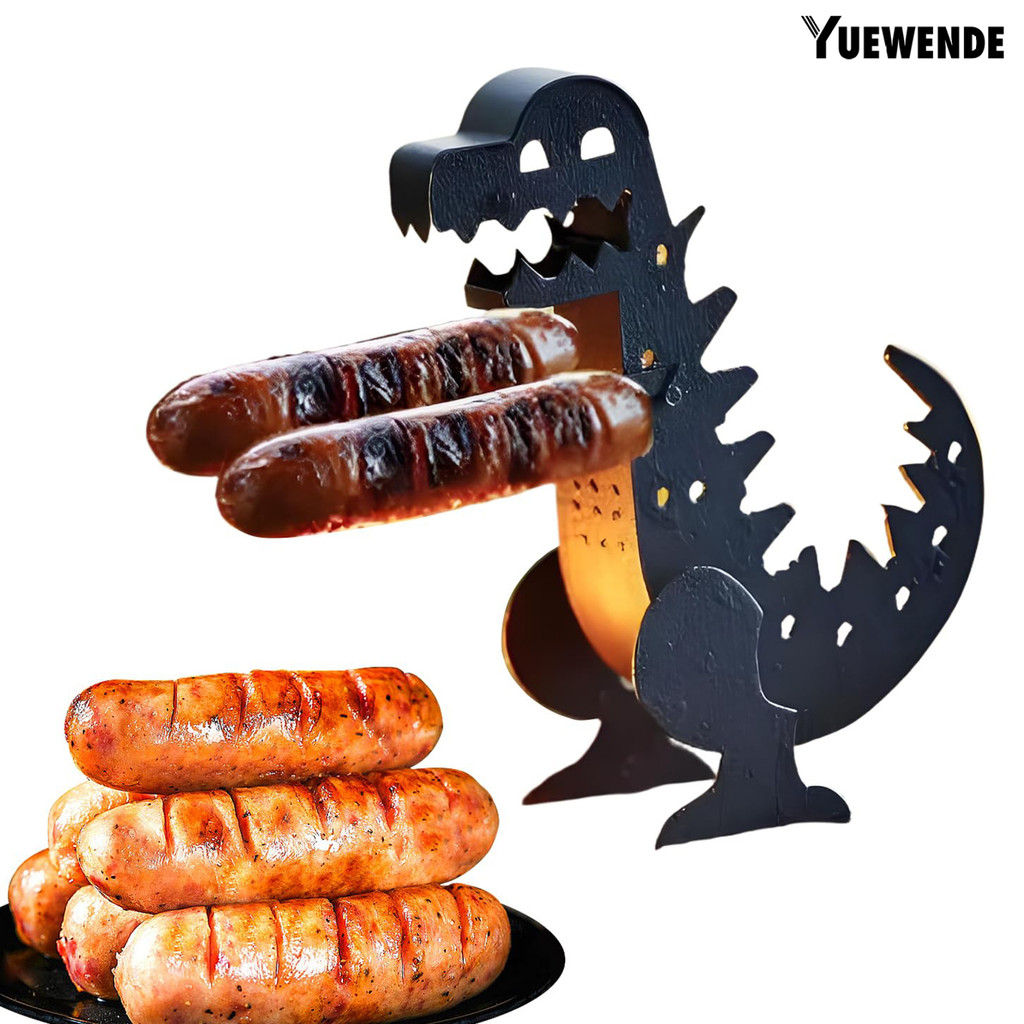 【YW】Dinosaur Funny Hot Dog Holders for Grill BBQ Stand Metal BBQ Skewer ...