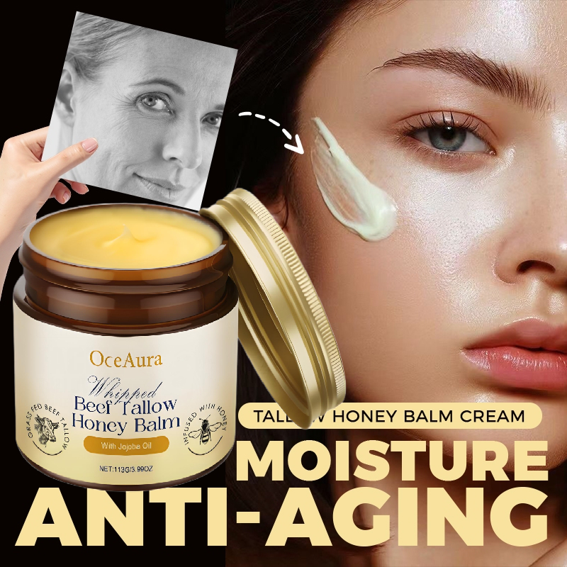 OCEAURA Facial Beef Tallow Honey Balm Face Moisturizer 113g - Beef ...