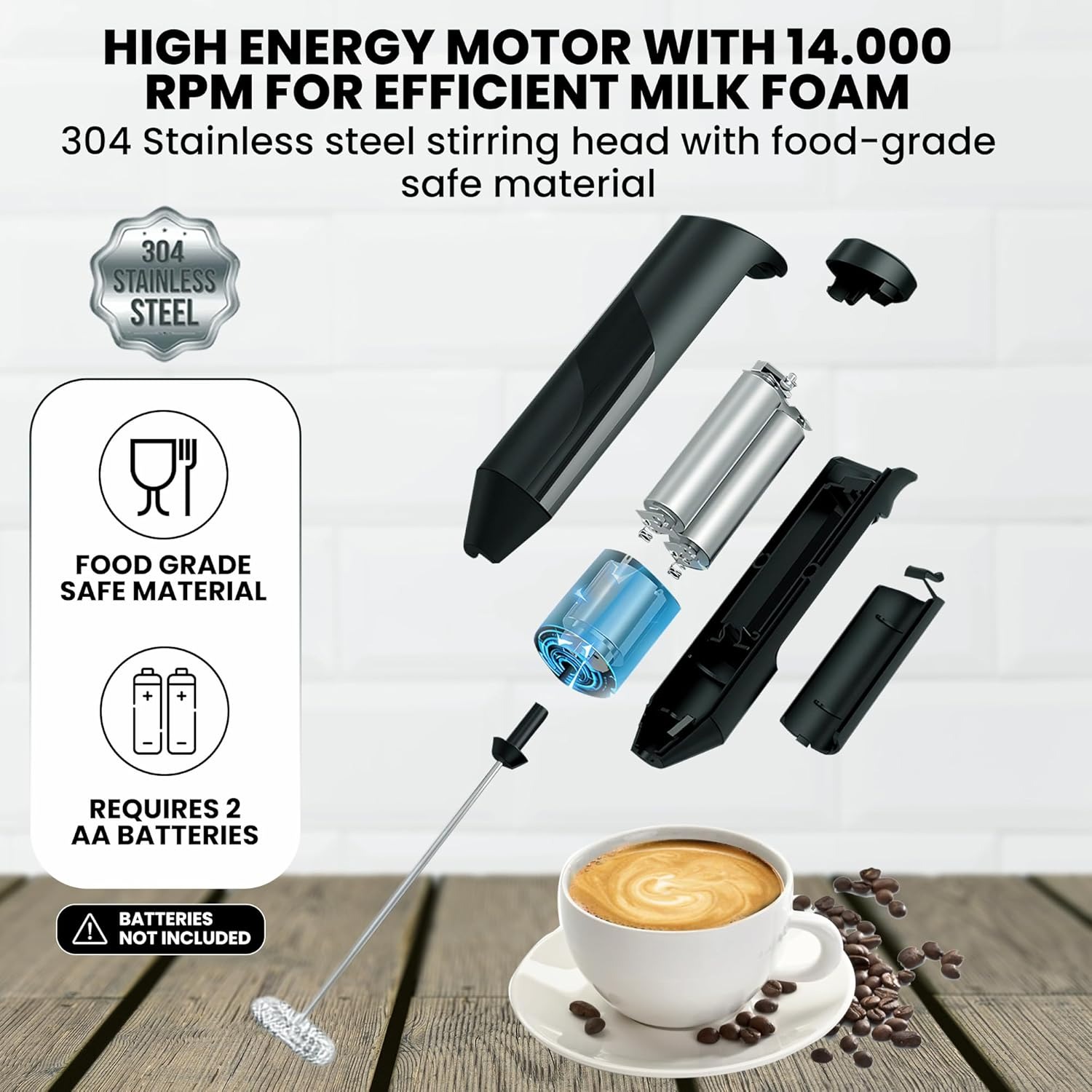 Milk Coffee Frother Milk Mixer Lithium Battery Rechargeable Electric ...