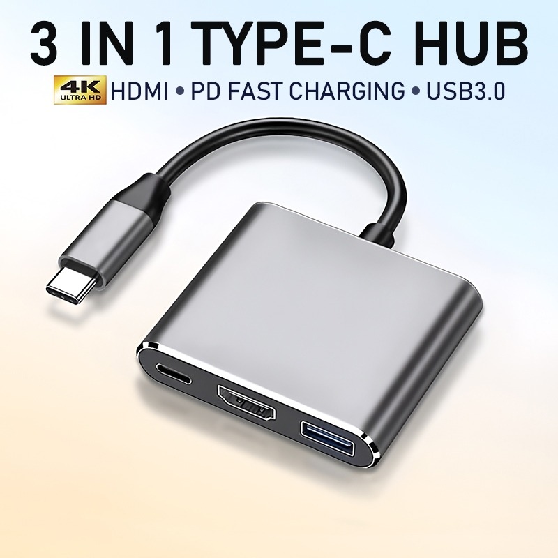 3 in 1 Adapter Type C to USB3.0 Hub HDMI 4K for Samsung USB C Dock PC ...