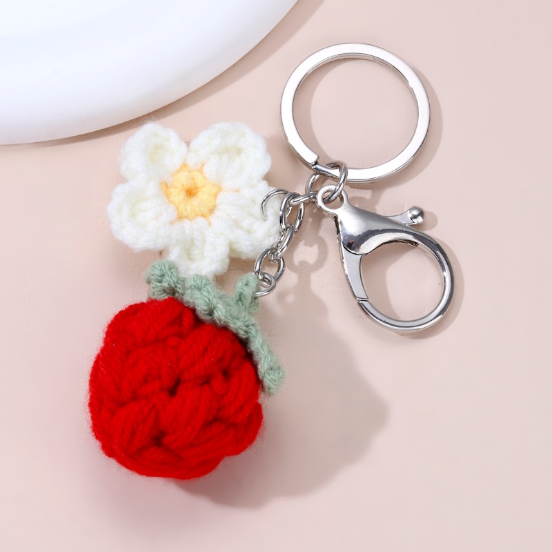 Cute Little Woolly Strawberry Keychain Lovely Flower Handmade ...