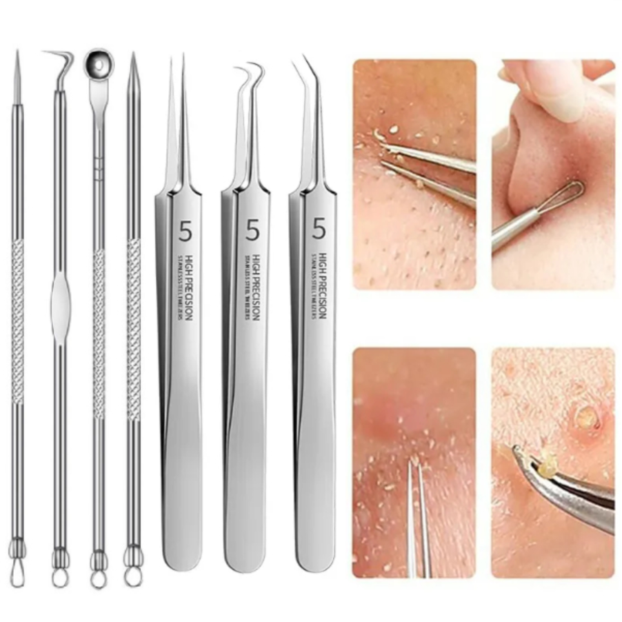 Pimple Kit Set Besi Picit Jerawat Acne Blackhead Removal Needle Tweezer ...