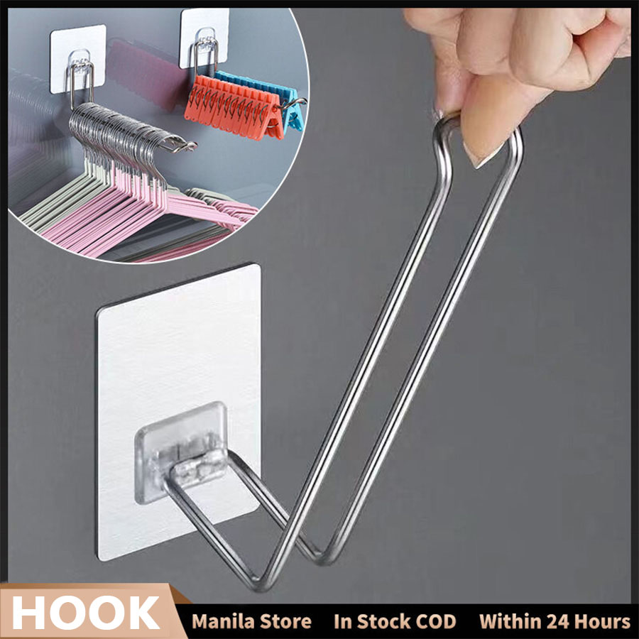 Stainless Steel Hanger Organizer Stacker Balcony Wall Mounted Hanger ...