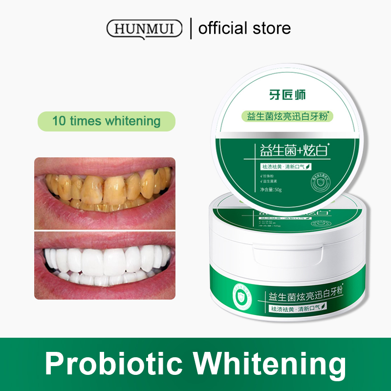 HUNMUI Probiotic Whitening Tooth Powder Cleaning Removing Stains and ...