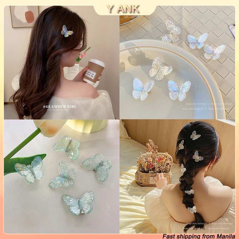 5 Pcs/Set Butterfly Hair Clip New Transparent Hair Accessories Bangs ...
