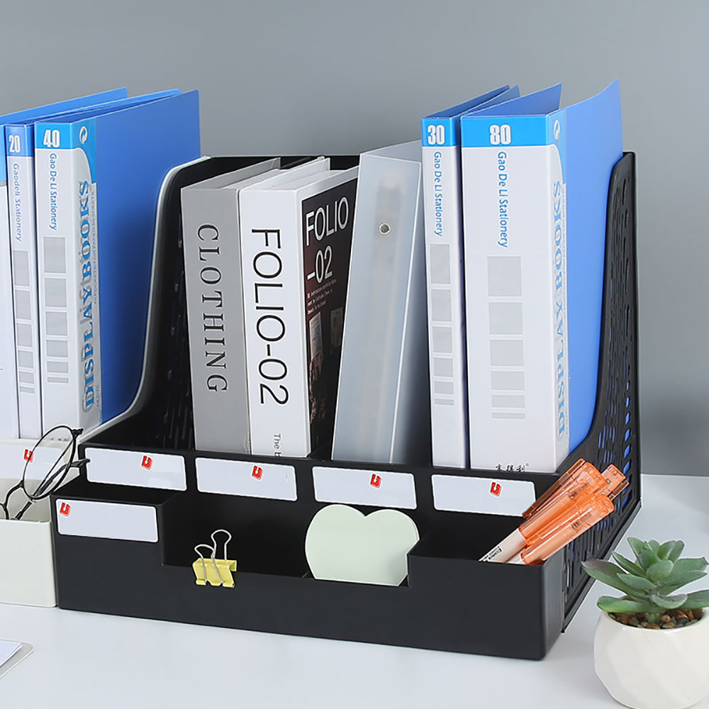 Office Supplies File Box Quadruple Plastic File Rack Desktop Data ...