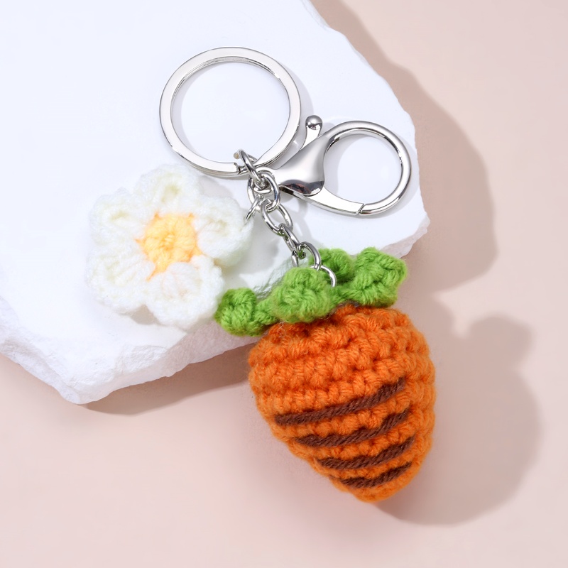 Cute Carrot Keychain Little Flower Vegetable Key Ring For Women Men ...