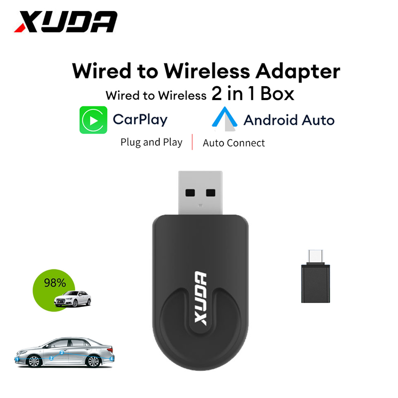 XUDA Smart Carplay AI Box 2 In 1 Wired to Wireless Mini Car Play USB ...