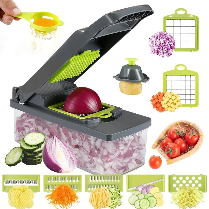 Multifunctional 14/16 in 1 Vegetable Chopper Onion Chopper Handle Food ...