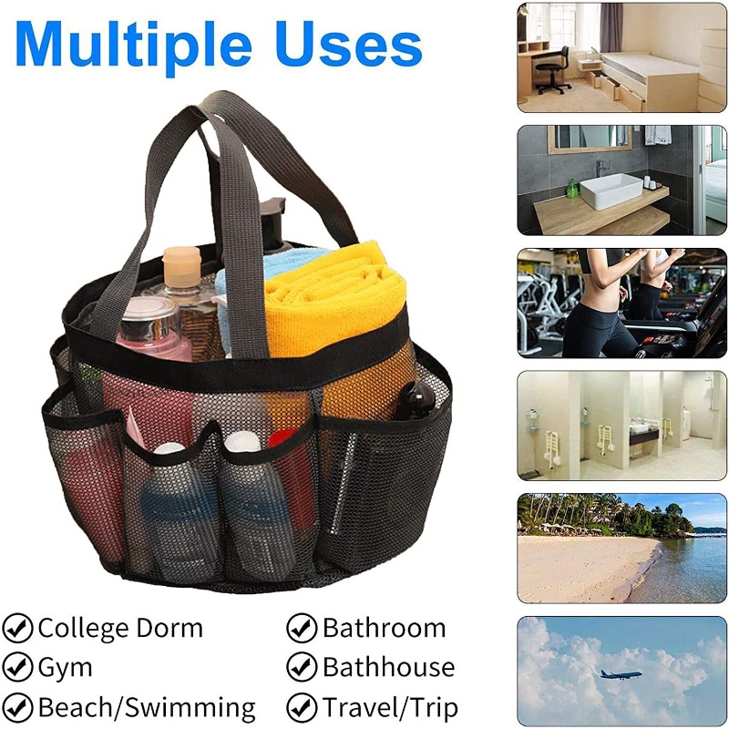 Mesh Foldable Travel Toiletry Bag, Bath Basket, Hand Pocket Bath Pocket ...