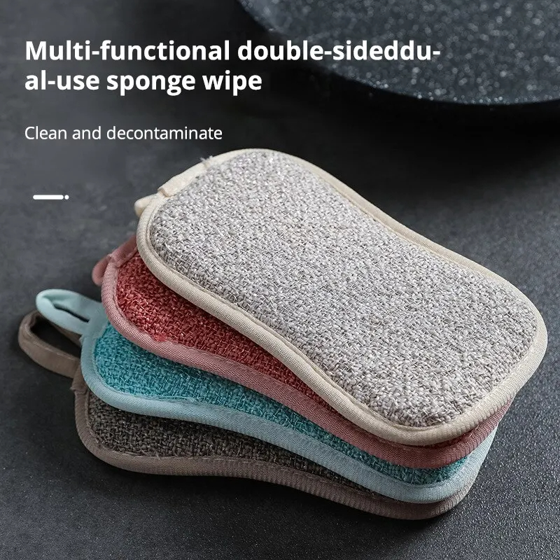 5Pcs Super Absorbent Microfiber Double Sided Scrub Sponge for ...