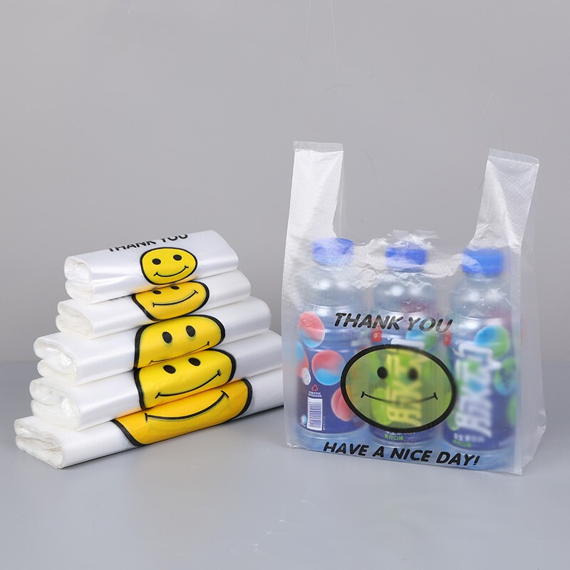 Disposable Transparent Plastic Bag with Handle Bulk, Grocery Bag Retail ...
