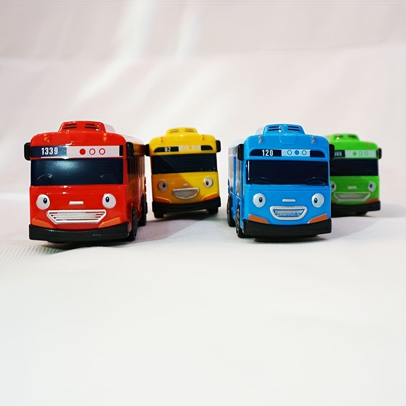 4Pcs/Set Min Tayo Small Bus Plastic Pull Back Vehicles Blue Tayo Red ...