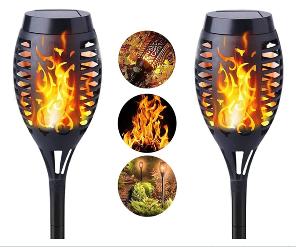 1PACK 12LED Tiki Flickering Torch Solar Lights Waterproof Outdoor Mini ...
