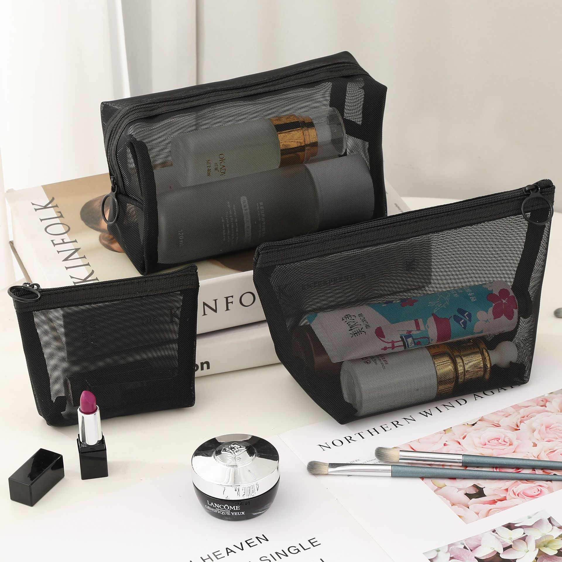 Nylon Square Mesh Coin Purse Large Capacity Key Card Case Coin Pocket ...