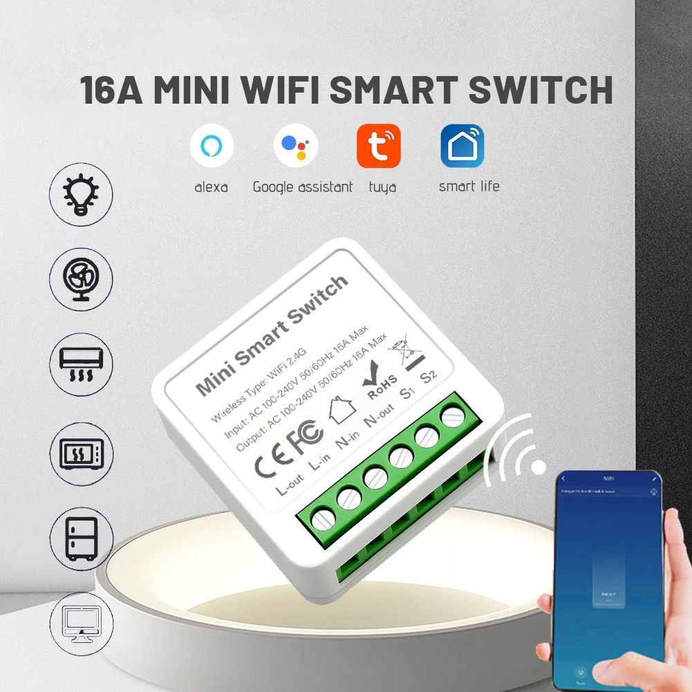 16a Smart Switch Mini Graffiti Wifi Bluetooth Dual Mode Circuit Breaker