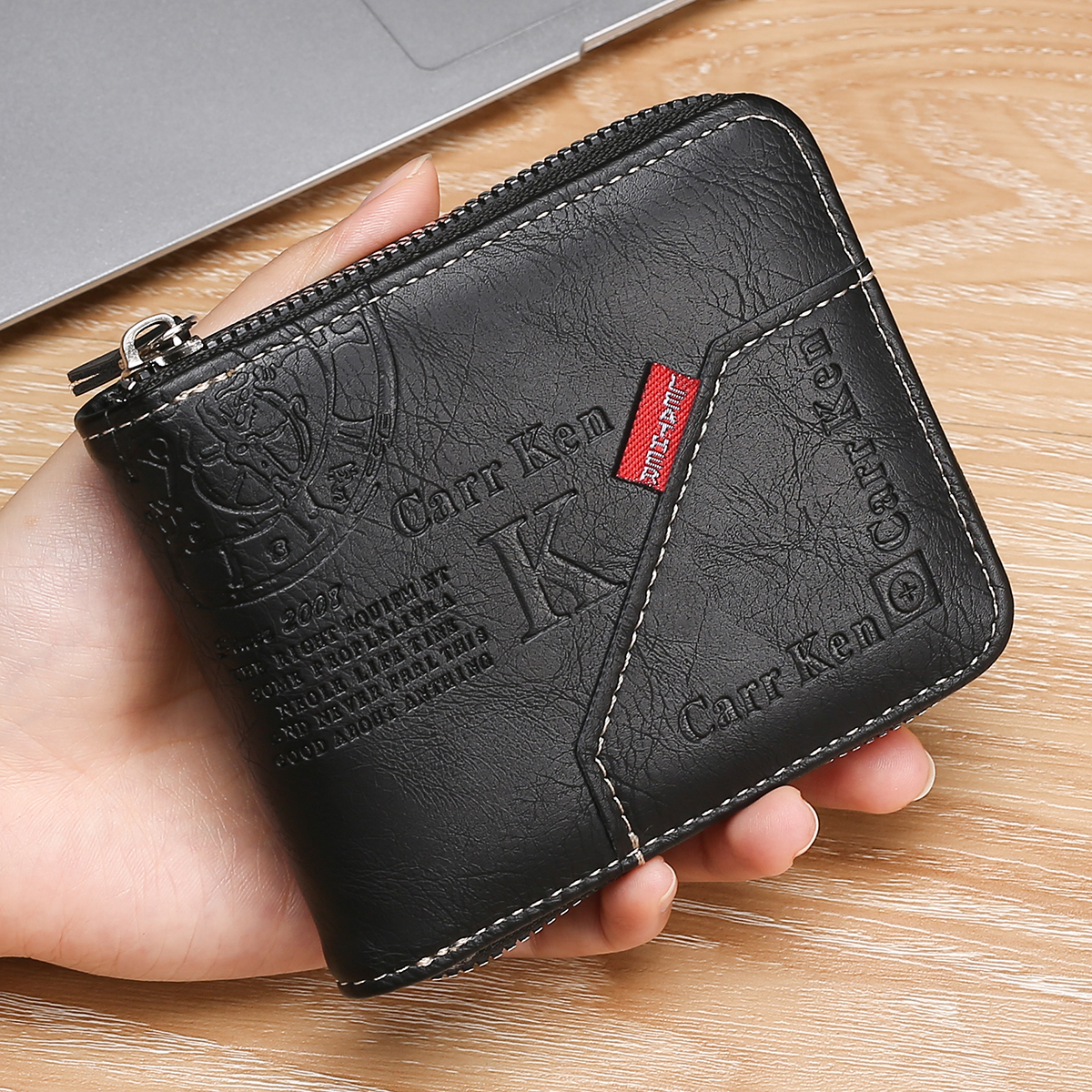1 Piece Men's Business Zipper Short Wallet Youth Fashion Stitching ...