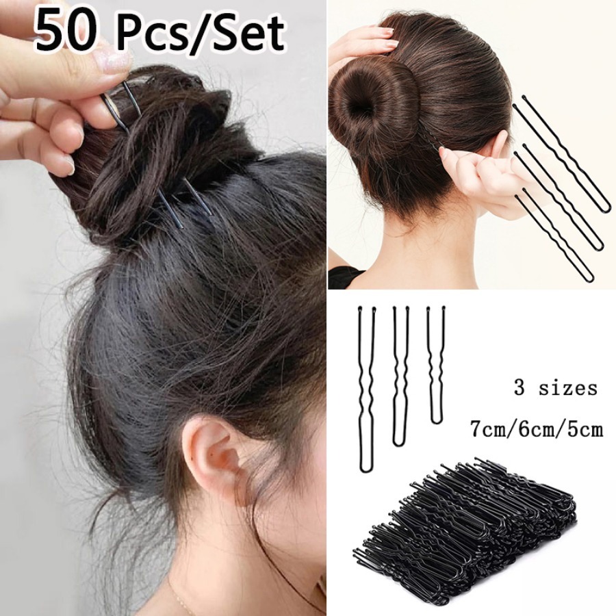 50 Pieces/Set Black U-Shaped Hair Clips Curling Hair Clips Side Clips ...