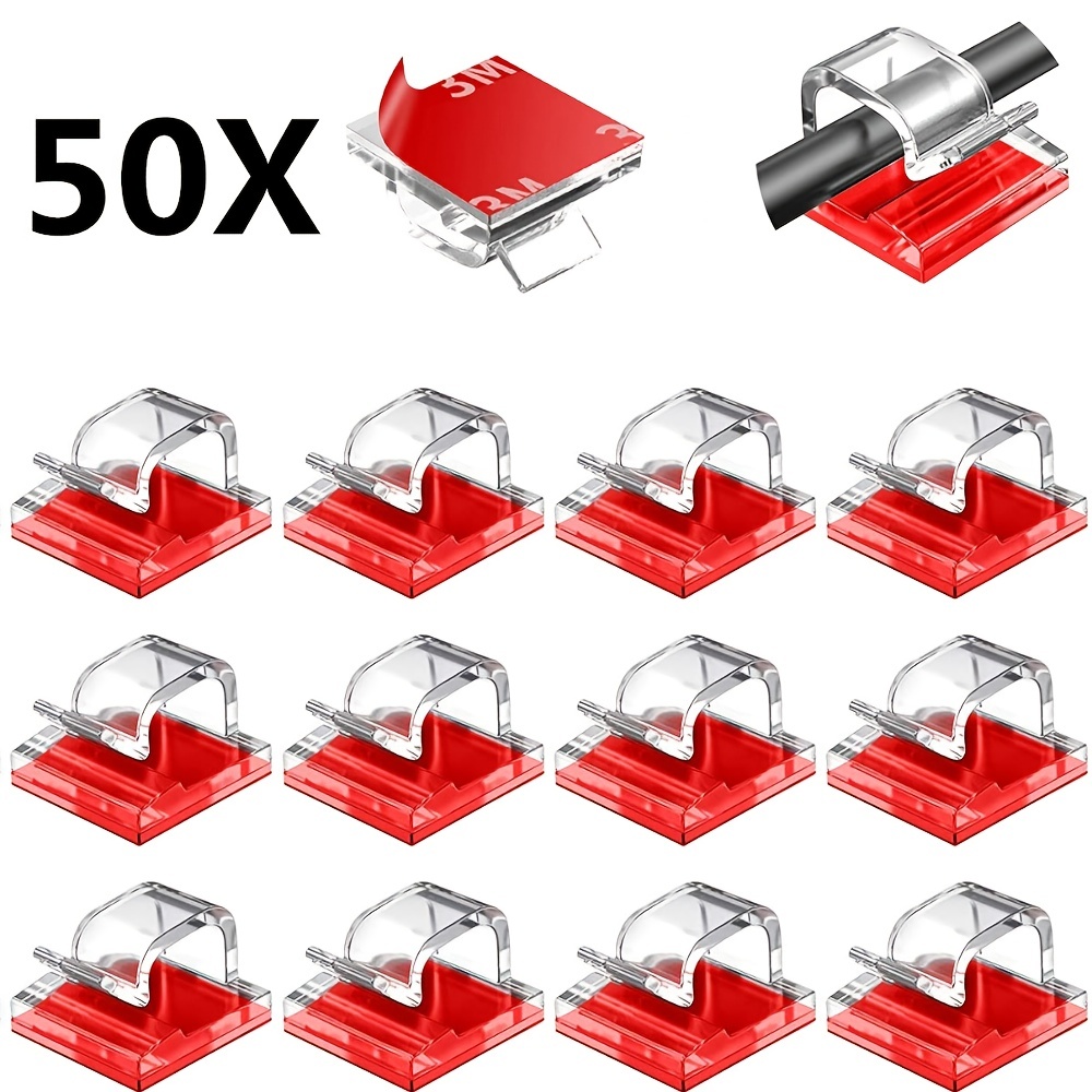 10/20/50PCS Cable Clips Self Adhesive Cord Management Black Wire Holder ...