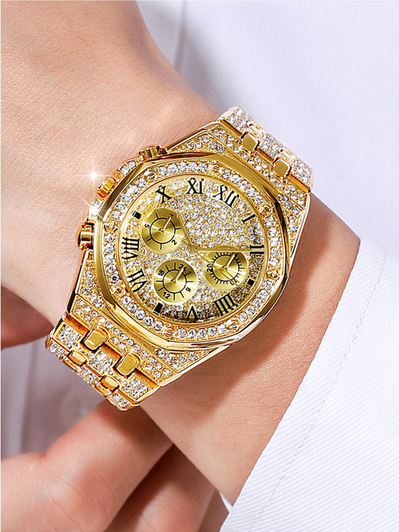 Explosive full Star steel belt diamond business men's watch full ...