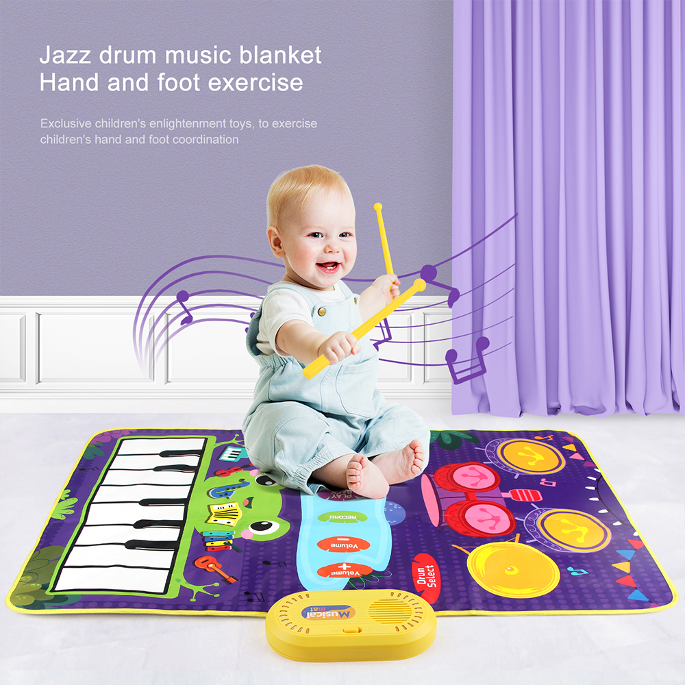 Baby Musical Piano Jazz Drum Mat 2 in 1 for Kids Toddlers Floor ...