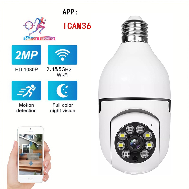 Icam365 Bulb 1080P Safe Wireless Camera Wifi Smart Home Monitoring ...