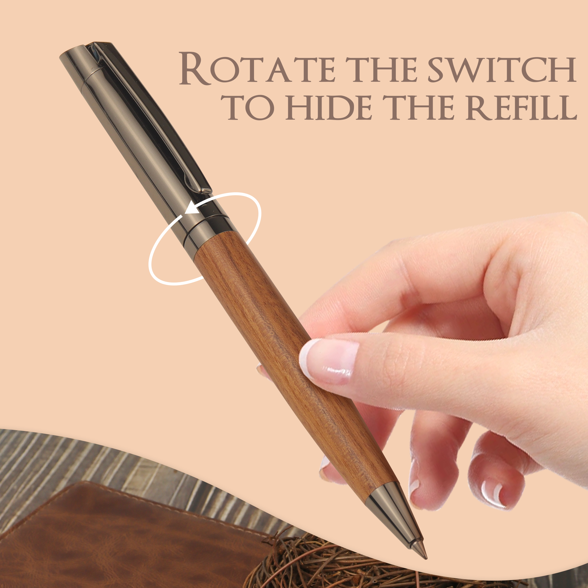1 Natural Fresh Real Wood Ballpoint Pen with Tin Box | Shopee Singapore