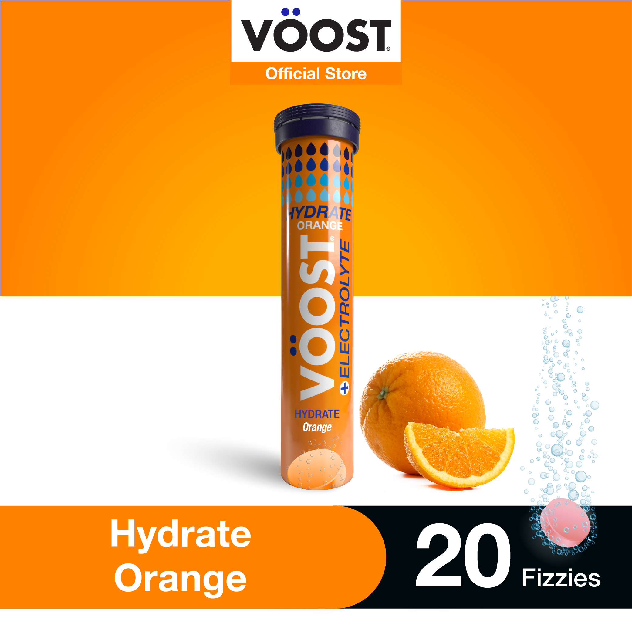 VOOST Hydrate Orange Effervescent Electrolyte Supplement 20 tabs to ...