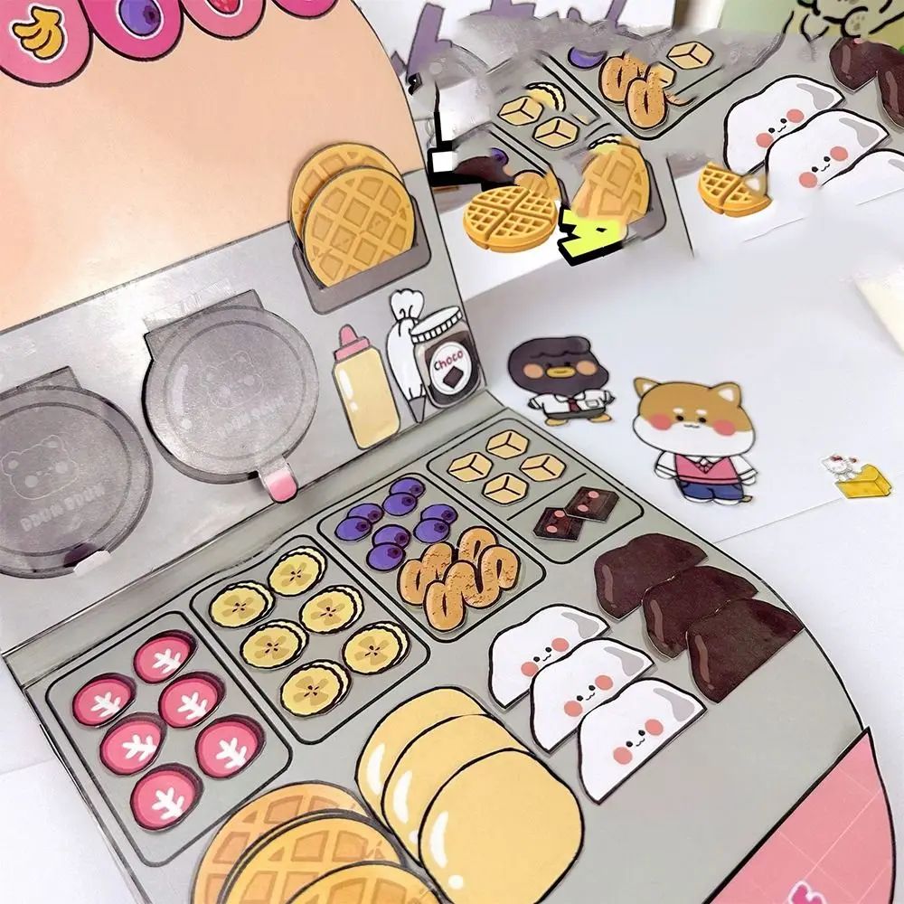 Homemade Waffle Knead Quiet Book 3D Montessori Sticker Book Nail Shop ...