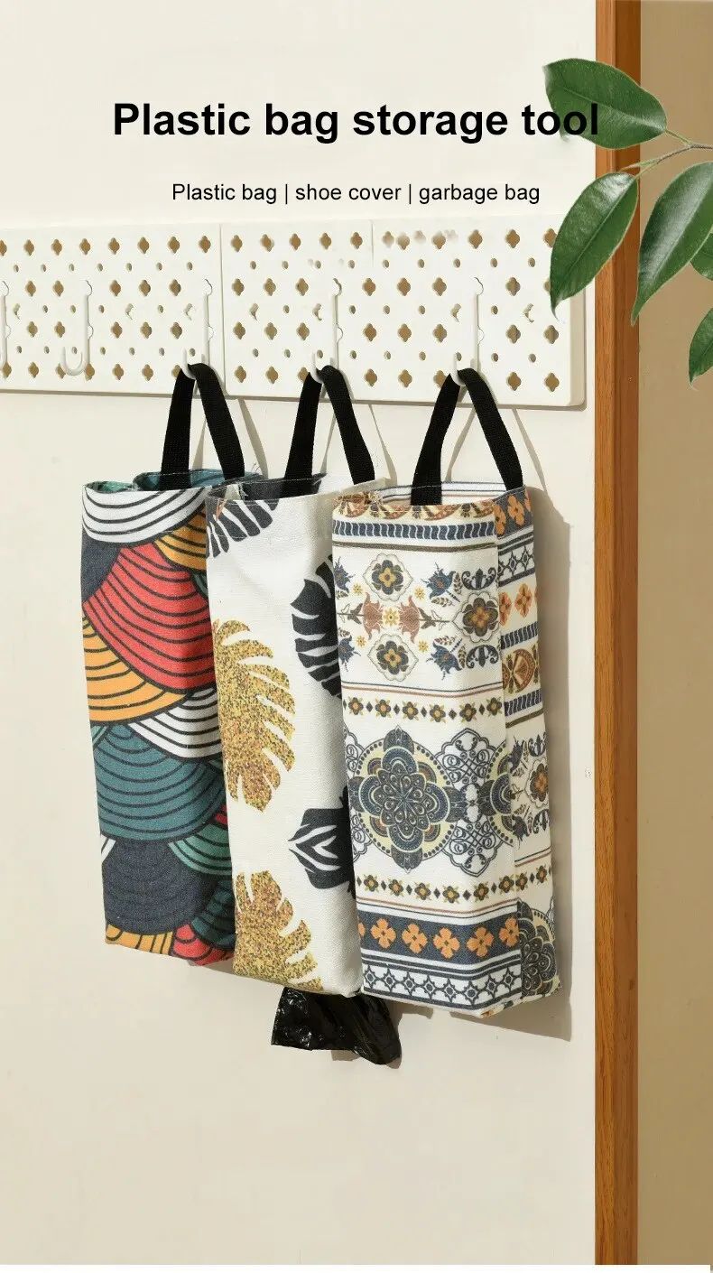 1pc Plastic Bag Holder Garbage Bag Storage Hanging Bag Wall-mounted ...