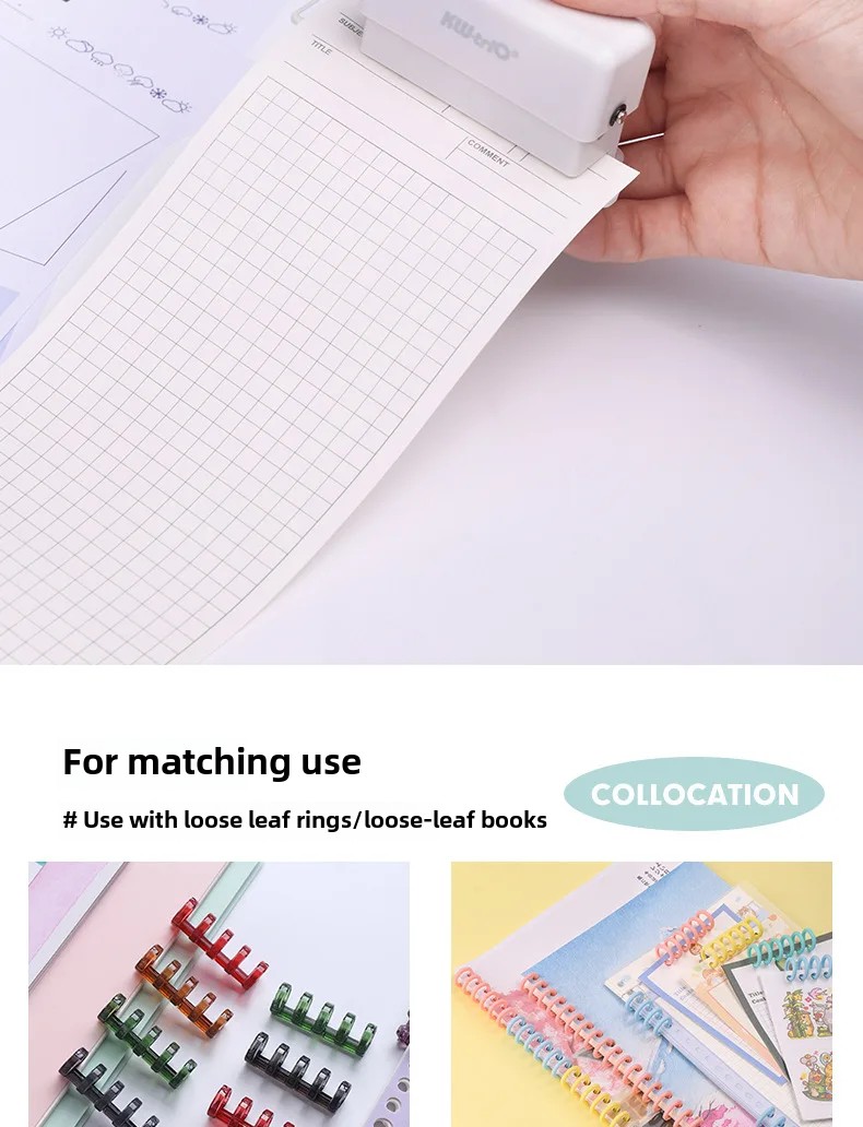 Fromthenon Notebook Scrapbook Diary Binding 6-Hole Paper Punch Handheld ...