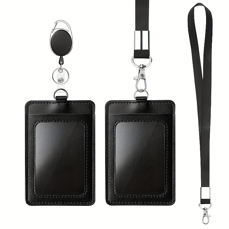 1 PC PU Leather ID Card Holder Work Card Access Card Holder Meal Card ...