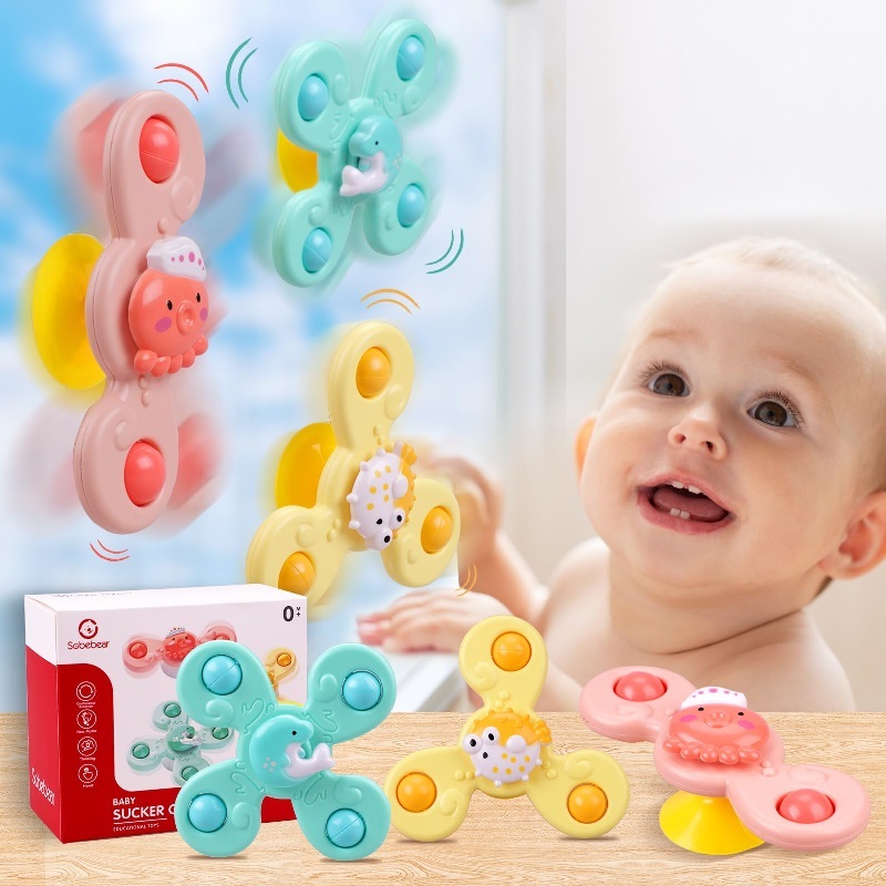 Baby Rotating Toy Table Animal Sucker Finger Sucker Spinning Top ...
