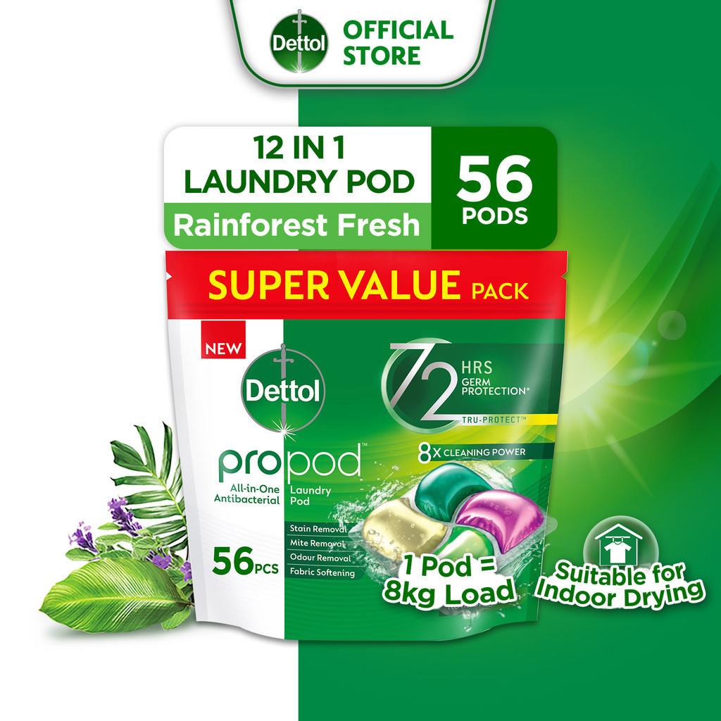 Dettol All-in-One Laundry Anti-Bacterial Laundry Pod Refill Pack ...