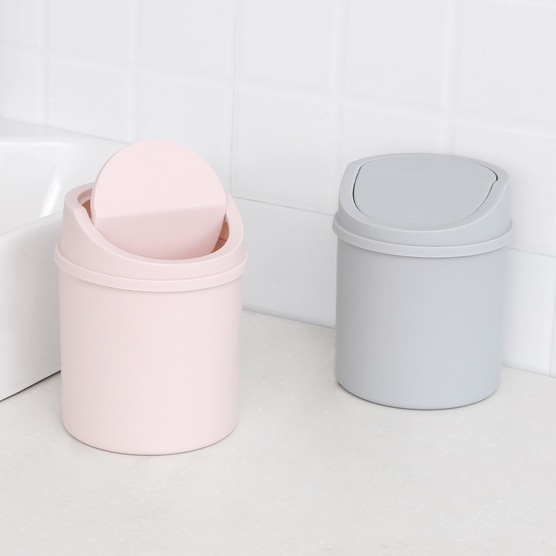 Desktop Trash Can Household Living Room Plastic Small Size Covered Mini ...