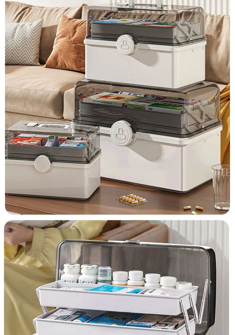 1pc White Large Capacity Medicine Box For Home Medicine Storage Multi ...