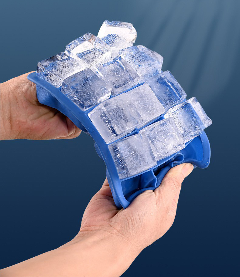 15 Square Ice Compartment Large Ice Cube Mold Silicone Easy Release ...