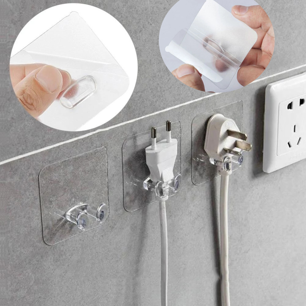 Transparent Plug Wall Storage Hook Punch-free Power Socket Holder Kit ...