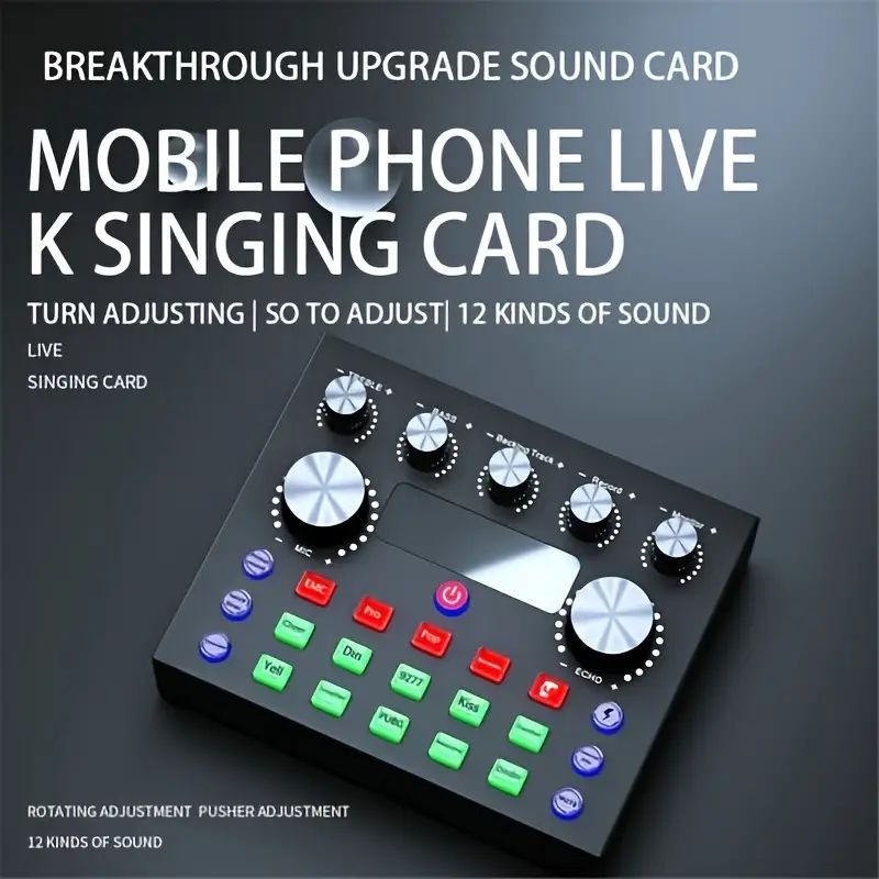 V8S Sound Card External sound card for live broadcast recording Multi ...