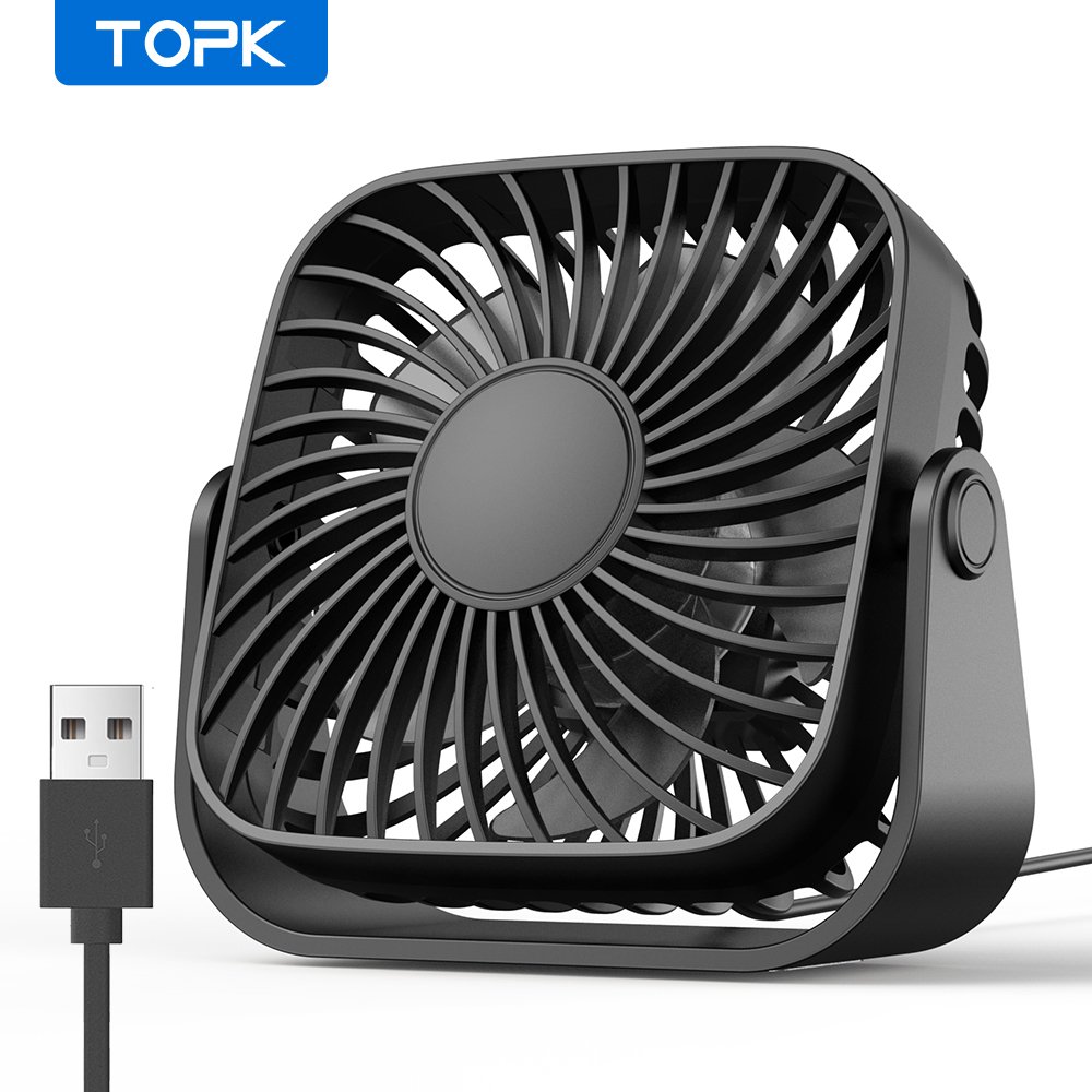 TOPK USB Desk Fan Strong 3-Speed Wind Small USB Fan,Quiet Operation ...