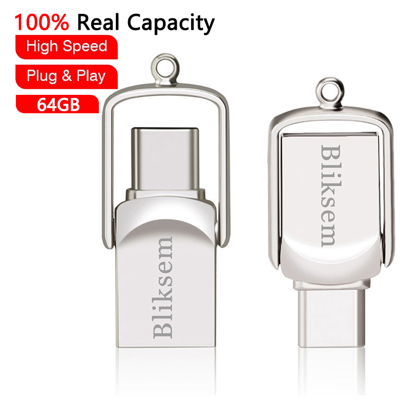 100 Actual Capacity 64gb Mini C Type Usb 2 0 Dual Flash Drive Type C